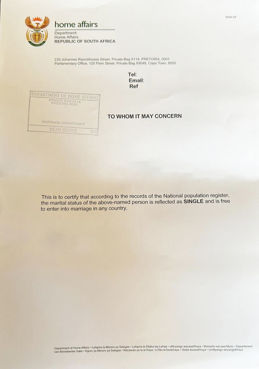 Letter of Non-impediment to Marriage – 5 Days Express Service